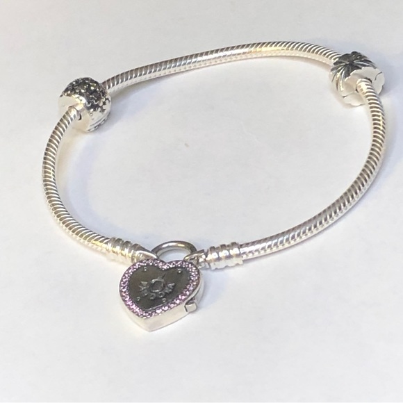 Pandora | Jewelry | Pandora Sterling Silver Bracelet With Pandora Clips ...